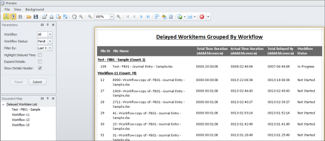 View Delayed Workitems Report – Process Runner