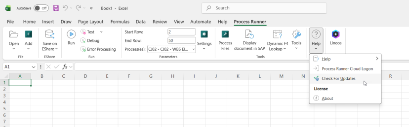 Use Check for Updates Option – Process Runner