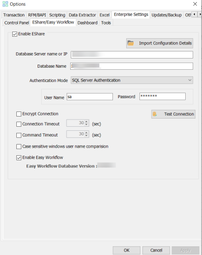 Configure EShare or Easy Workflow in Process Runner Excel Add-in – Process Runner