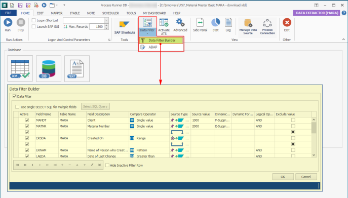 Filter Data in Data Extractor – Process Runner